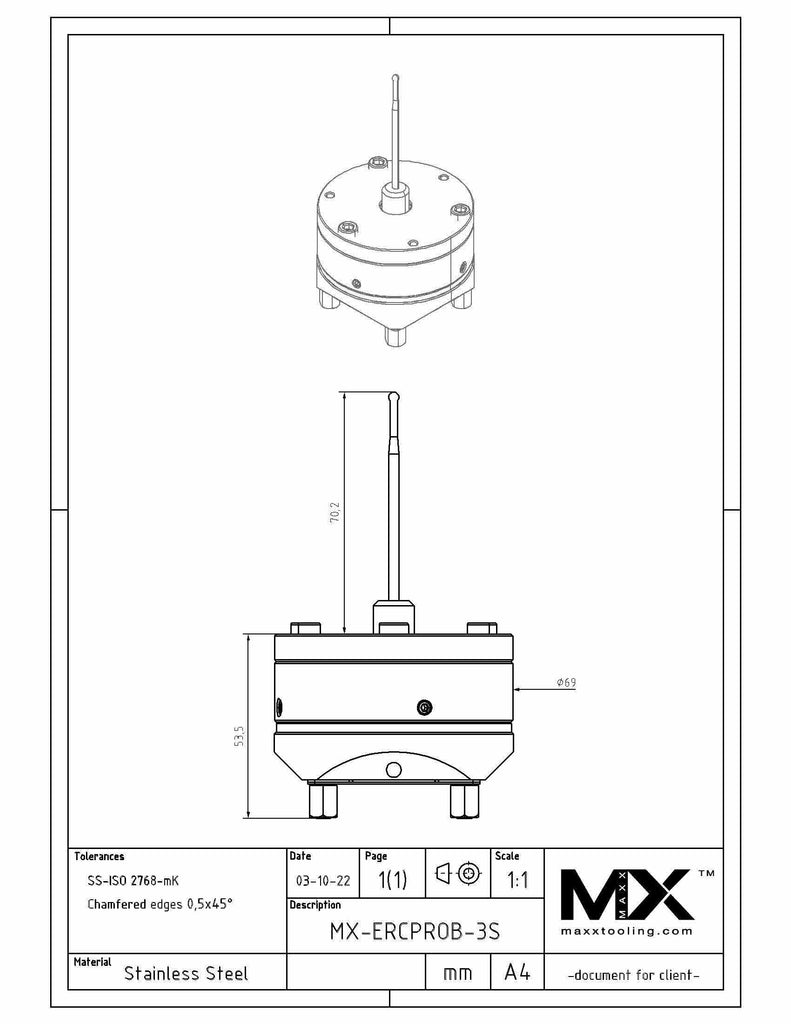 Maxx-ER (Erowa) Probe 8638 Spring Loaded Centering Sensor 3MM Tip